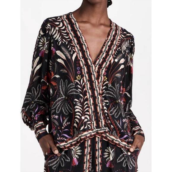 FARM Rio | Tops | New Farm Rio Classic Garden Blouse In Black | Poshmark